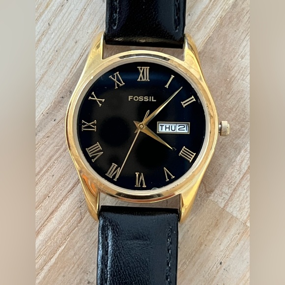 Fossil | Accessories | Fossil Dress Watch Black Hadley Roma Leather ...